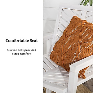 Walker Edison AZWC2VINWW Avalon Chevron Solid Acacia Wood Outdoor Chair, White Wash