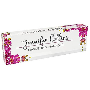 Premium Clear Acrylic Glass Block Unique Designed Name Plates for Your Desk - (8"x2.5") – Orchids