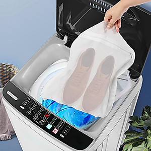 2PCS Sneaker Dryer Bag 15.7x13.8in Sneaker Washing Mesh Net for Most Dryers Door, with Elastic Straps Zippers Polyester Reusable Honeycomb Net Laundry Bags for Sneakers, Clothing, Laundry(White)