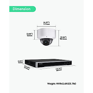 LINOVISION POE Security Camera System with 16 Channel 4K Hik Connect NVR, 4TB HDD, (8) 6MP Outdoor PoE Dome Cameras with Mic for One Way Audio, Guarding Vision App, Surveillance for Business