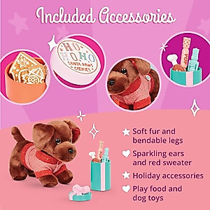 Glitter Girls – Holiday Puppy Set – 18pcs Accessory Set & 6-inch Plush – Dog Bed & Sweater – Pillow, Jingle Bells & More – 3 Years + – Cocoa & Holiday Pup Set
