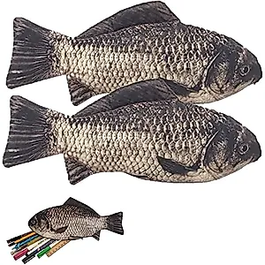 2 Pieces Of Simulation Fish-shaped Pencil Case Pencil Bag Waterproof Pencil Bag Fish Coin Purse Novelty Pencil Bag Interesting Pencil Bag Durable Stationery Bag Gift Boys Girls School Office Supplies