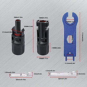 weidder 10 Pairs Solar Panel connectors Male & Female IP67 Waterproof Cable Connector with Solar Connector pin and Spanner K-V003-10-DB