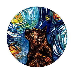 Tortoiseshell Tortie Starry Night Kitty Cat Art by Aja PopSockets Swappable PopGrip