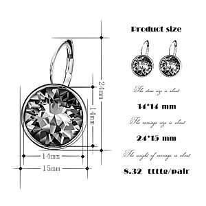 Xuping Sparkle Hoop Earrings Crystals Women Party Jewelry Elegant (Black)