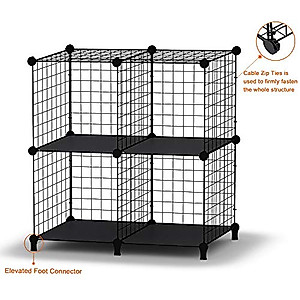 HOMIDEC Wire Cube Storage, Storage Shelves 4 Cube Bookshelf Bookcase Closet Organizer and Storage, Wire Storage Shelves Multi-Use DIY Storage Cube Shelf for Books, Toys, Clothes, Tools