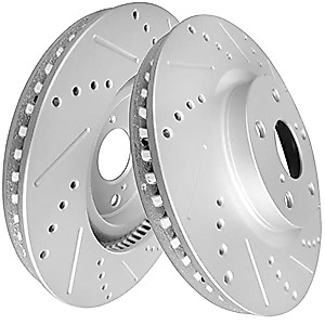 WEIZE Front Carbon Fiber Ceramic Brake Pads & Drilled/Slotted Brake Rotors Kit, Fit for Toyota Camry Avalon Lexus ES350 ES300H