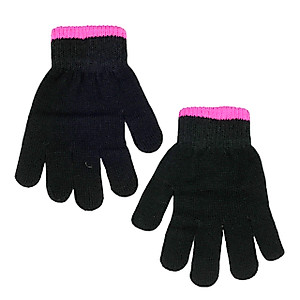 Disney Girls Minnie Mouse Winter Hat and Mitten or Glove Set, Age 4-6X, Black/Pink
