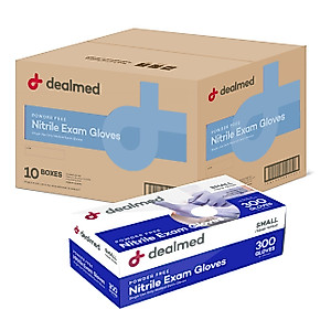 Dealmed Nitrile Medical Grade Exam Gloves, 3.0 mm, Latex Free, Disposable Gloves for Hospitals, Law Enforcement, First Response, Blue (Small, 3000 ct.)