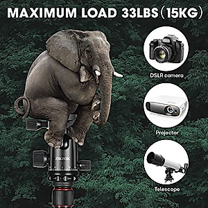 ZIKZOK 80" Camera Tripod,Travel Lightweight Heavy Duty Tripods & Monopods with 360°Ball Head,Phone Holder,33lb Load,Compatible with DSLR Cameras,Smart Phone,Projector,Webcam,Spotting Scopes