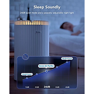 Govee Smart Air Purifiers for Home Large Room, WiFi Air Purifiers for Bedroom Work with Alexa Google Assistant, H13 True HEPA Filter for Pets 24dB Night Light