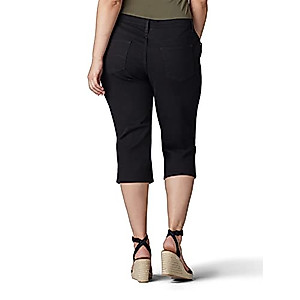 Lee Women's Size Relaxed Fit Denim Capri Jean, Black, 26 Plus