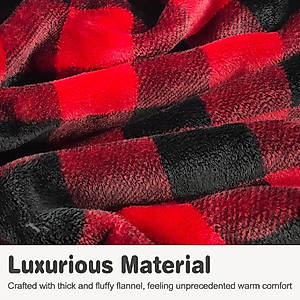 Waitu Wearable Blanket for Kids, Wearable Blanket Hoodie Gifts for Teens Girls and Boys, Warm Blanket Sweatshirt for Teenage, Hoodie Blanket with Sleeves - Red and Black Plaid