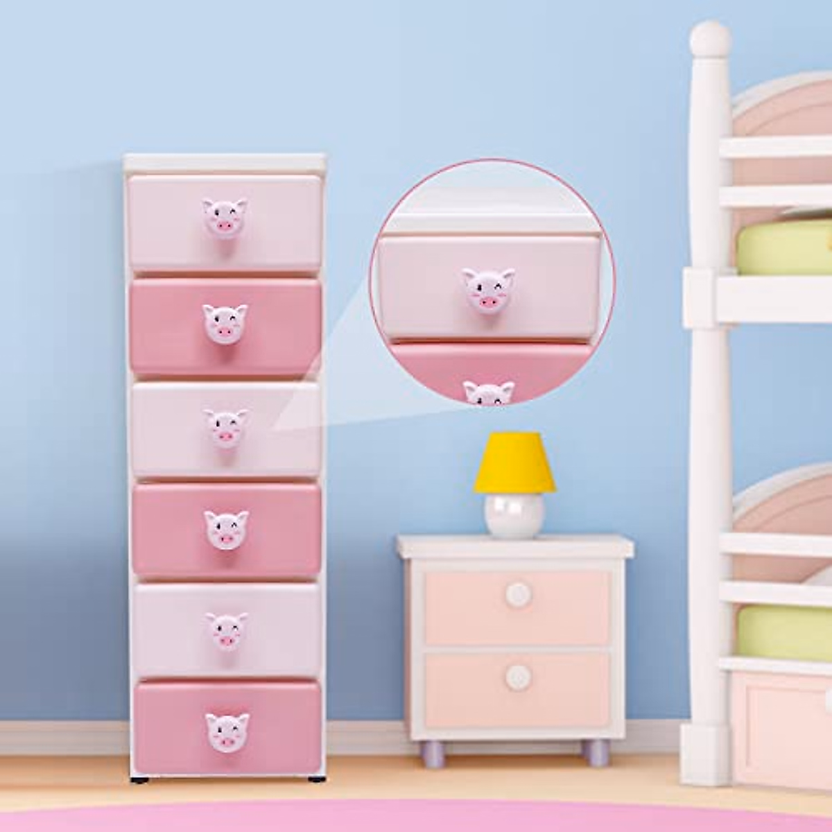 Plastic Drawers Dresser with 6 Drawers, Plastic Tower Closet Organizer with Removable Wheels Suitable for Condos Dorm Rooms Bedrooms Nurseries Playrooms Entryways, 11.8" L x 15" W x 37.4" H