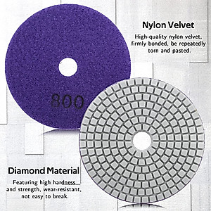 16Packs Diamond Polishing Pads Set, 4inch Dry/Wet Polish Pad Kit , 50#-10000# Grit Pads with Back Holder, for Drill Grinder Polisher, FOR Granite Concrete Countertop Marble Stone(size:16pcs/set)