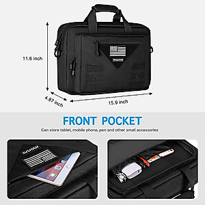 MOSISO Tactical Laptop Messenger Shoulder Bag, 15-16 inch Multifunctional Adjustable Large Notebook Carrying Sleeve Case Pockets, Black