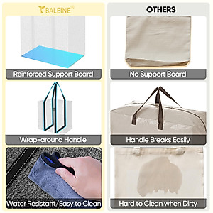 BALEINE 4 PK Grocery Bags Reusable Shopping Bags with Reinforced Bottom, Heavy Duty Foldable Tote Bags (Grey)