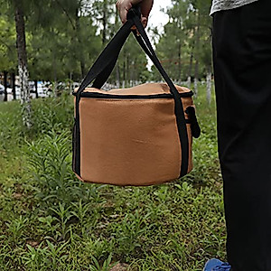 Gojiny Insulated Round Thermal Casserole Food Carrier Outdoor Round Cookware Storage Bag with Zippered Waterproof Canvas Organizer Carrying Bag with Handles for Amping Cookware Other Sundries