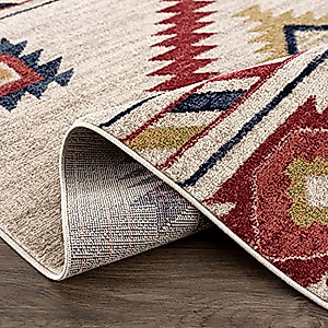 Abani Rugs Tribal Design Red & Beige Living Room Rug - Premium Southwestern Style Non-Shedding 5'3" x 7'6" (5x8) Area Rug