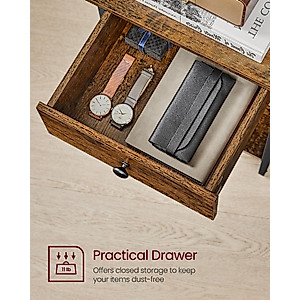 VASAGLE Nightstands Set of 2, Bedside Tables with Drawer, Side Tables, End Tables, for Bedroom, Office, Industrial, Stone Gray and Black ULET506B04