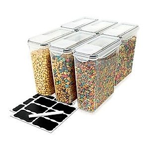 Cereal Containers Storage Set Large (6 Pack) Airtight Food Storage Containers for Kitchen & Pantry Organization, Cereal Storage Container Set for Crunchiness, 6 Pack