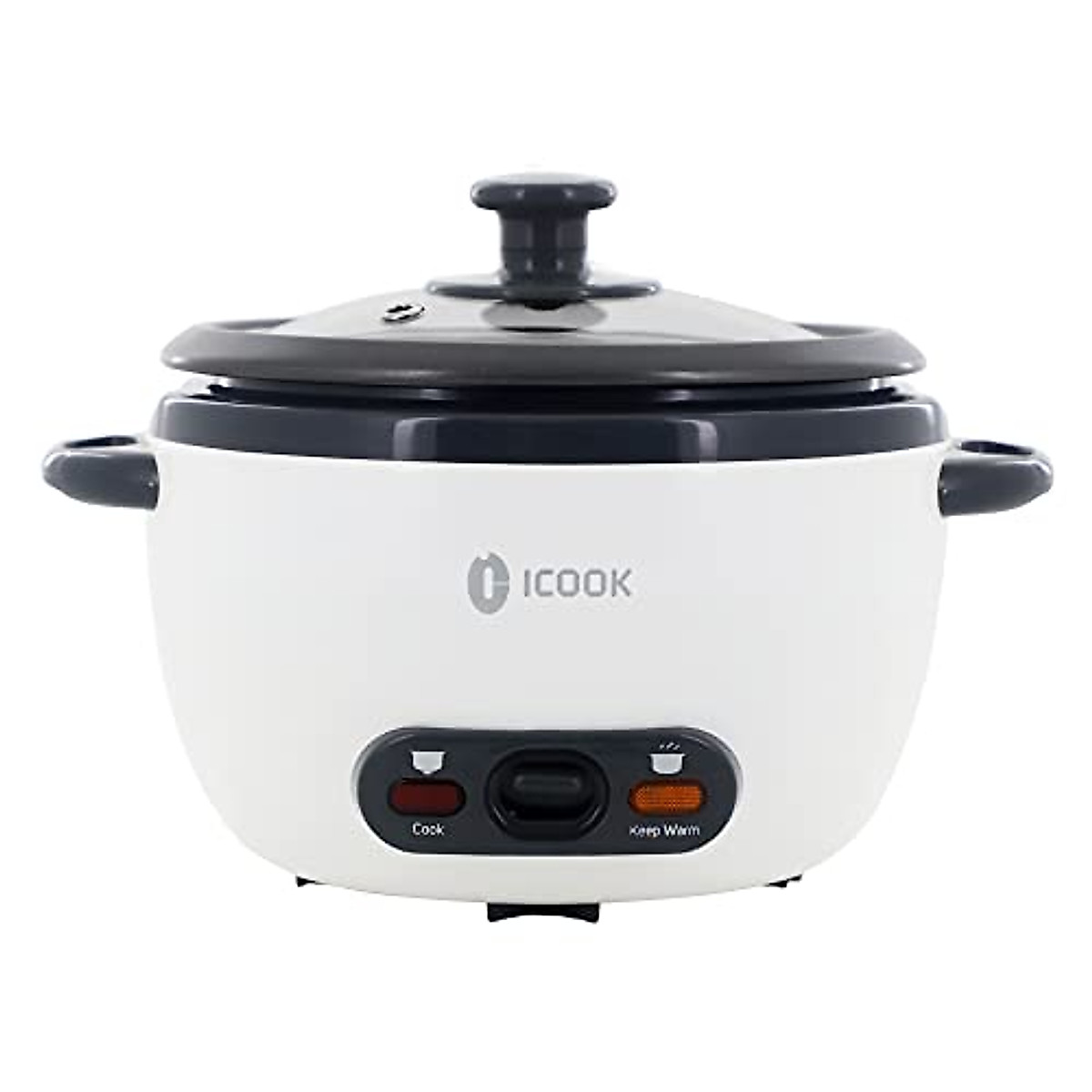 ICOOK 10-Cup Uncooked 20-Cup Cooked Rice Cooker1.8L Grains,Oatmeal,Cereals Cooker,Rice Warmer Steamer,Large Rice Cooker Removable Nonstick Pot,Full View Glass Lid,White
