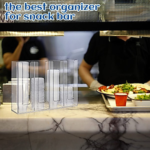 Cup Lid Organizer Acrylic Sauce Cup Holder 4 Compartments Countertop or Wall Mount Portion Cup and Lid Organizer Restaurant Supplies for Party Kitchen Sauce Cup and Lid Storage Holder (Clear)