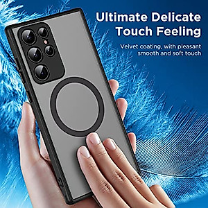 LEKEVO Magnetic Case Designed for Samsung Galaxy S22 Ultra Case [Compatible with Magsafe] Translucent Matte Hard Back with Soft Edge Slim Thin Shockproof Phone Cover (Black)