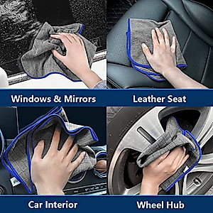 Airlab Microfiber Towels for Cars Wash & Drying Auto Detailing, Highly Absorbent, Lint-Free, Streak-Free, All-Purpose Cleaning Cloths for Household, 16" x 16", Pack of 8, Grey