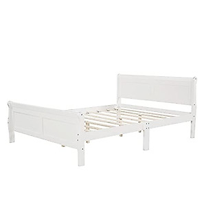 Harper & Bright Designs Full Bed Frame with Headboard and Footboard, Full Size Platform Bed, Wood Kids Full Size Bed Frame for Boys, Girls,No Box Spring Needed,White