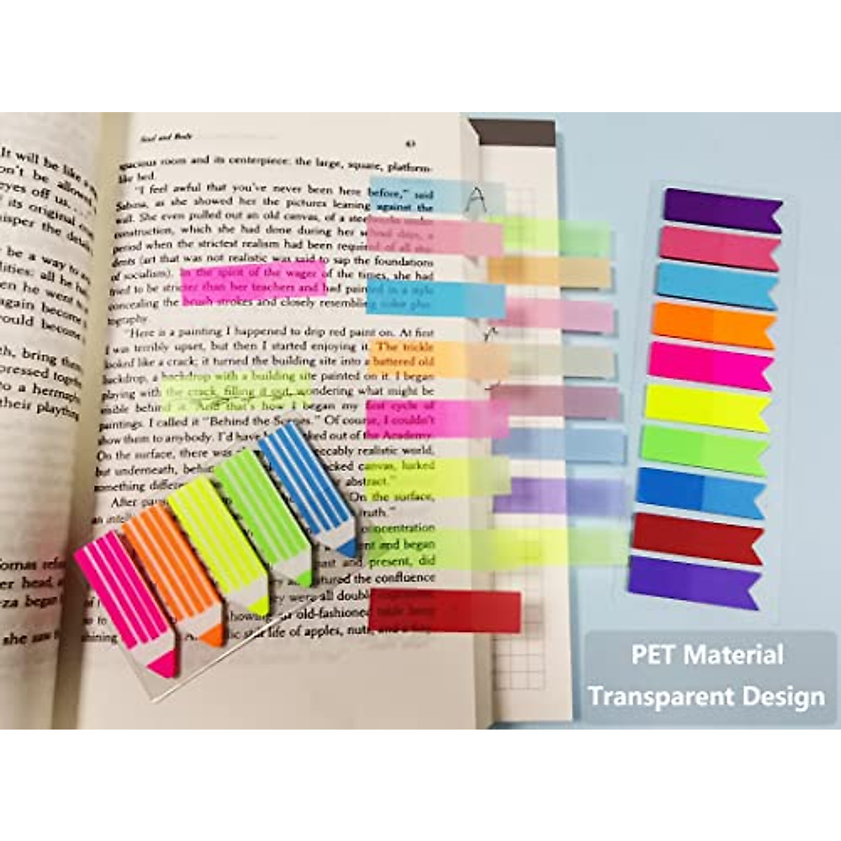 ELII 1600pcs Tabs Page Markers Sticky Index Tabs,Book Tabs Arrow Flags Transparent Sticky Notes Colored Writable and Repositionable Book Flags Annotation Tabs,Page Tabs[10 Colors, 8 Sets] (1600)