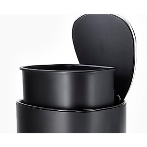 Joseph Joseph EasyStore Stainless Steel 5 Liter/1.3 Gallon Pedal Trash Can with Bin Liner Storage, Soft-Close Lid, Removable Inner Bucket, for Bathroom, Bedroom, Office, Matt Black