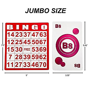 JUNWRROW Deluxe Bingo Game Set - Includes Blue Bingo Bag, Jumbo Calling Card Deck,50 Mixed Bingo Cards, 500 Colorful Chips with a Bag- Ideal for Large Groups, Parties