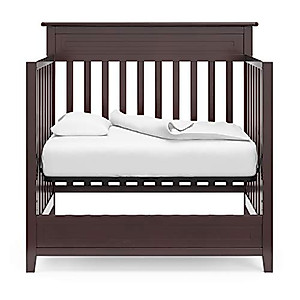 Storkcraft Petal 5-in-1 Convertible Mini Crib with Mattress, Espresso