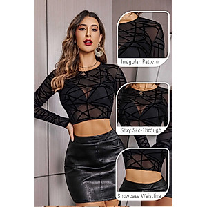Avidlove Mesh Top Mesh Shirt Mesh Crop Top Sheer Shirts for Women See Through Crop Tops for Women S