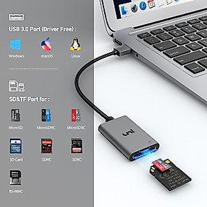 uni SD Card Reader, High-Speed USB 3.0 to Micro SD Card Adapter, Aluminum Computer Memory Card Reader Dual Slots, for SD/SDXC/SDHC/MMC/Micro SDXC/TF/Micro SDHC | Laptop, PC, and more