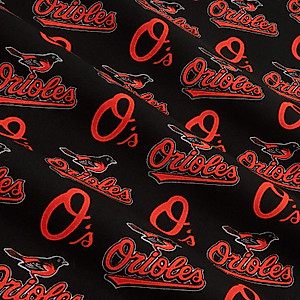 MLB Cotton Broadcloth Baltimore Orioles Black/Orange, Fabric by the Yard