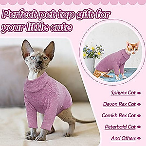 DENTRUN Sphynx Hairless Cats Shirt Pullover Kitten T-Shirts, Breathable Cat Wear Turtleneck Sweater Adorable Cat's Clothes Vest Pajamas Jumpsuit