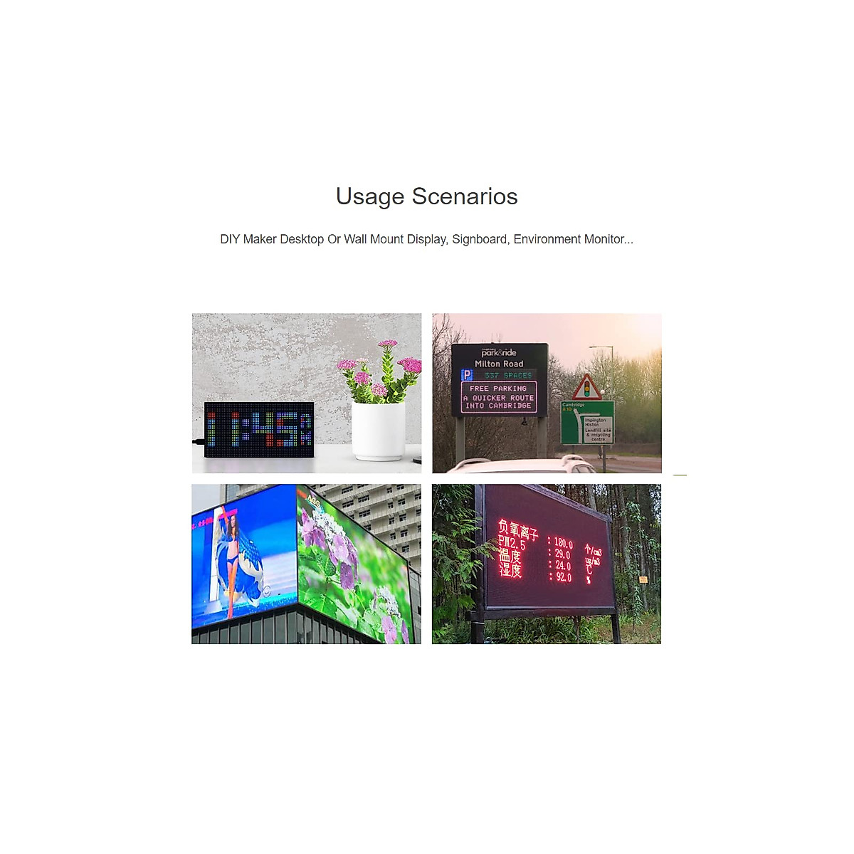 waveshare RGB Full-Color LED Matrix Panel Display Screen 64×32 Pixels 3mm Pitch LED Module Compatible with Raspberry Pi Pico, ESP32, Arduino,2048 Individual RGB LEDs,Adjustable Brightness