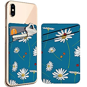 Pack of 2 - Cellphone Stick on Leather Cardholder ( Daisies Lady Bugs Pattern Pattern ) ID Credit Card Pouch Wallet Pocket Sleeve