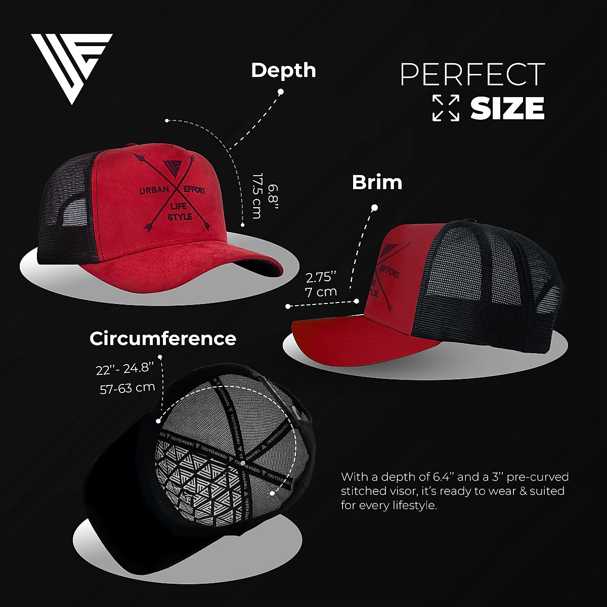 Urban Effort Lifestyle Trucker Hats for Men & Women Adjustable Baseball Mesh Hat - Modern & Comfortable Mens Cap for Closure (Trucker Hat, Red)