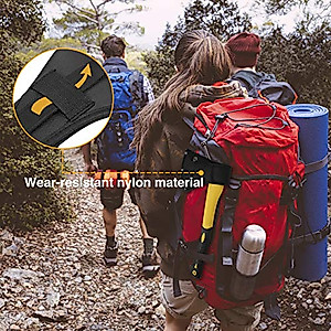 KURUI Wood Chopping Axe with Sheath, 15” Outdoor Camping Hatchet for Cutting and Kindling, Camp Splitting Axe with Fiber Glass Shock-Absorbent Anti-Slip Handle