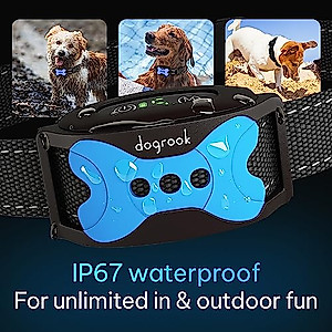 DogRook Dog Bark Collar - Rechargeable Smart Anti Barking Collar for Dogs - Waterproof No Shock Bark Collar for Small/Medium/Large Dogs - Anti Bark Collar for Dogs with 5 Sensitivity Levels