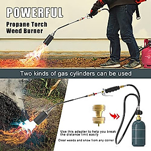E-SDS Propane Torch Weed Burner Kit, Weed Torch 500,000 BTU Blow Torch with 9.8 FT Hose Heavy Duty Flame thrower with 2 Turbo Trigger Electronic Igniters for Weeds, Snow Melting, Roofing, Roads