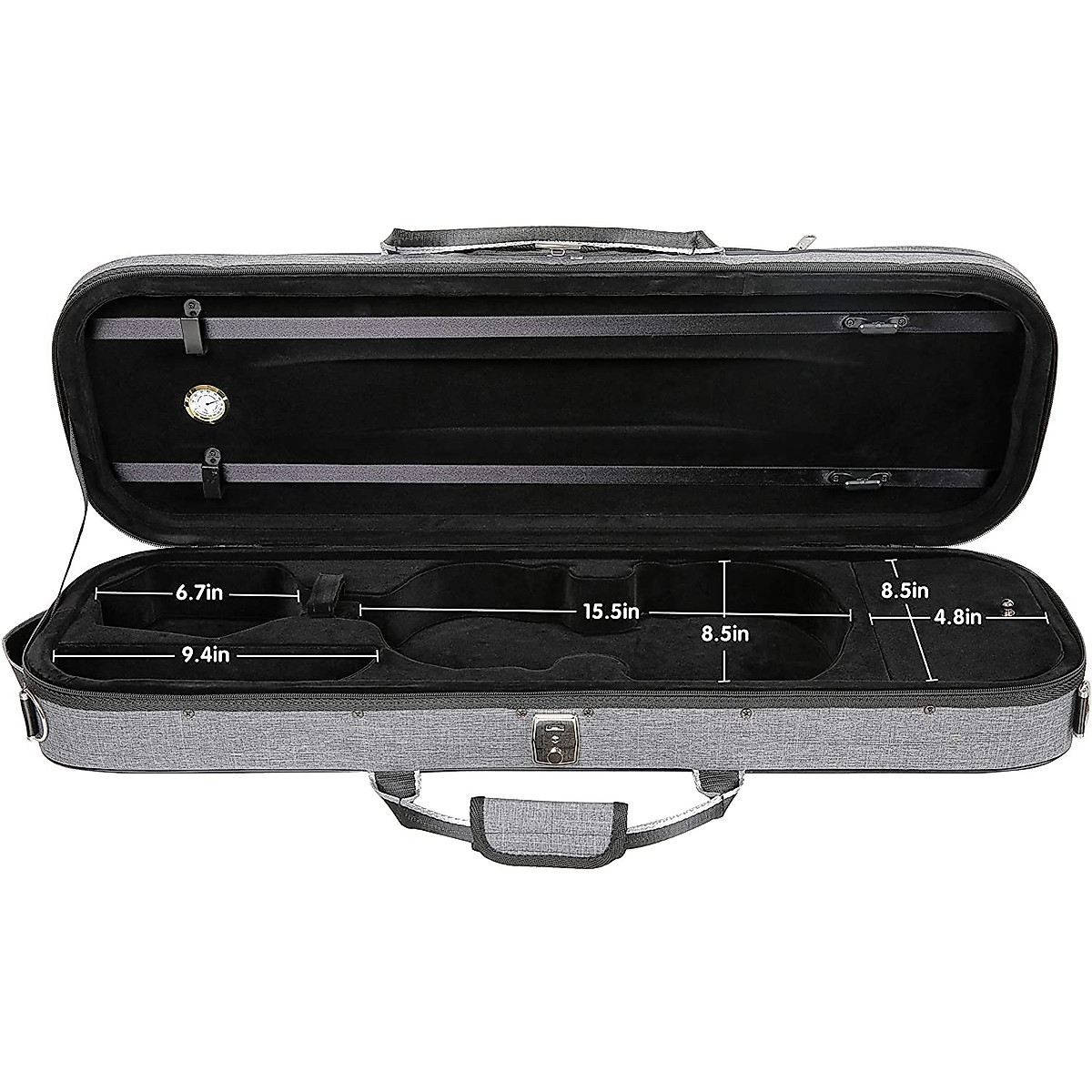 adm 4/4 Full Size Violin Case Oblong Violin Hard Case with Built-in Hygrometer,Super Lightweight Portable with Carrying Straps