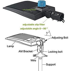 LED Parking Lot Lights 300W, Dusk to Dawn Photocell Sensor Included, Surge Protection Built-in LED Shoebox Area Pole Lights, 1-10V Dimmable, 5000K, 100-277V AC Slip Fitter Mount