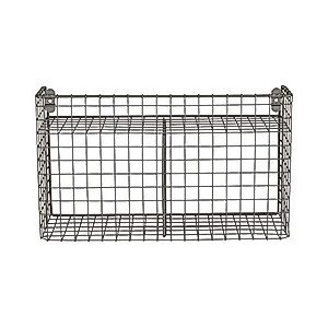 Spectrum Diversified Vintage Double Bin with Shelf Wall Mount Storage Industrial Gray