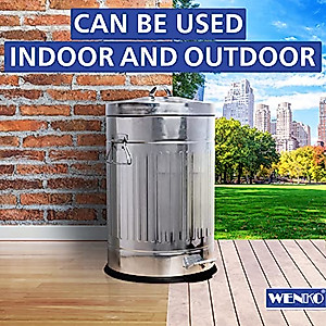 WENKO Step Trash Can with Lid and Pedal, Retro Metal Garbage Bin, for Bathroom, Kitchen, Office, Soft Close, 3.17 Gallon, 10 x 16.5 x 10 in, Gray