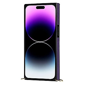 CCSmall Case for Apple iPhone 14 Pro with Card Slot Holder, Removable Adjustable Shoulder Strap Lanyard Crossbody Neck Purse Phone Case for iPhone 14 Pro KB Purple