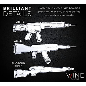 3 Gun Whiskey Decanters Set AR15, AK47, & Rifle Gun Decanter Set 1000ml by The Wine Savant - Veteran Gifts, Home Bar, Gun Lover Gifts, Tik Tok Gun Decanter, Military Gifts